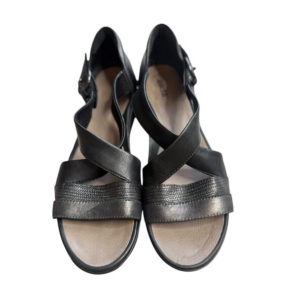 Earth | Shoes | Earth Sandals Women 85 Gray Metallic Wedge Strappy ...